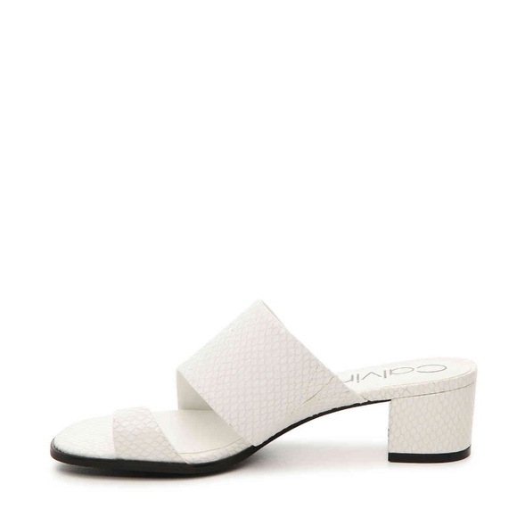 Calvin Klein | Shoes | Calvin Klein Dionne White Leather Slide Sandal ...